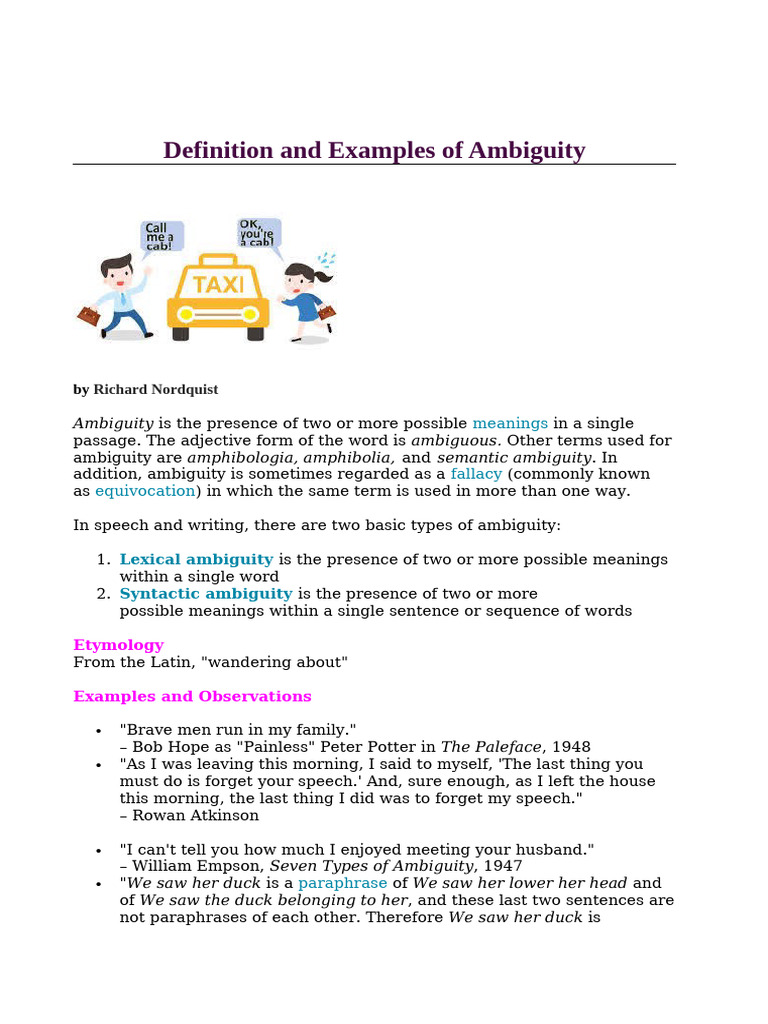 Definition and Examples of Ambiguity | PDF | Ambiguity | Semantics