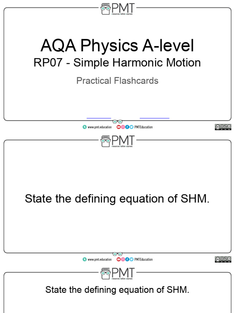 Flashcards - RP 07 Simple Harmonic Motion - AQA Physics A-Level | PDF ...