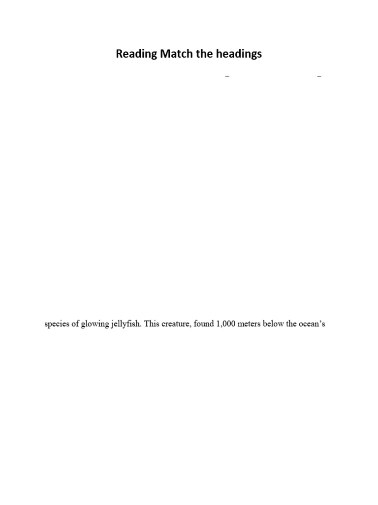 Reading Match The Headings | PDF