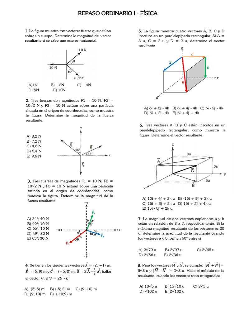Practica Repaso Fisica Ord | PDF | Fricción | Metrología
