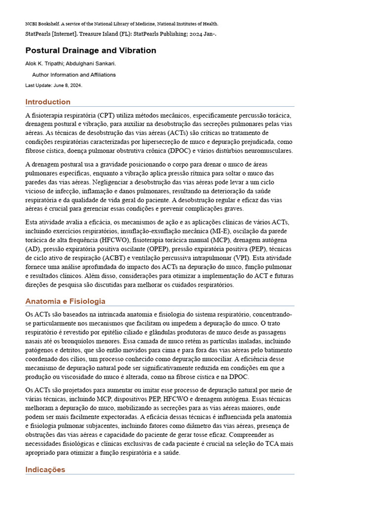 Técnicas de Drenagem Pulmonar em Fisioterapia | PDF | Respiração ...