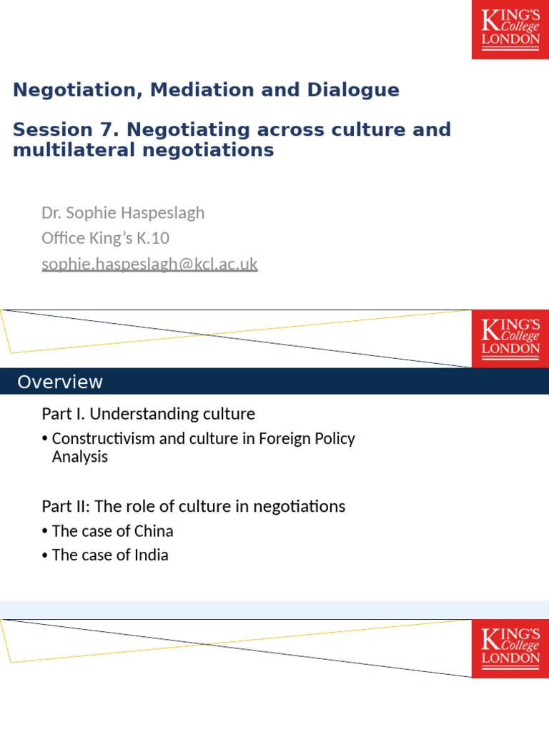 Slides Week 7. Negotiating Across Cultures | PDF | Social Psychology