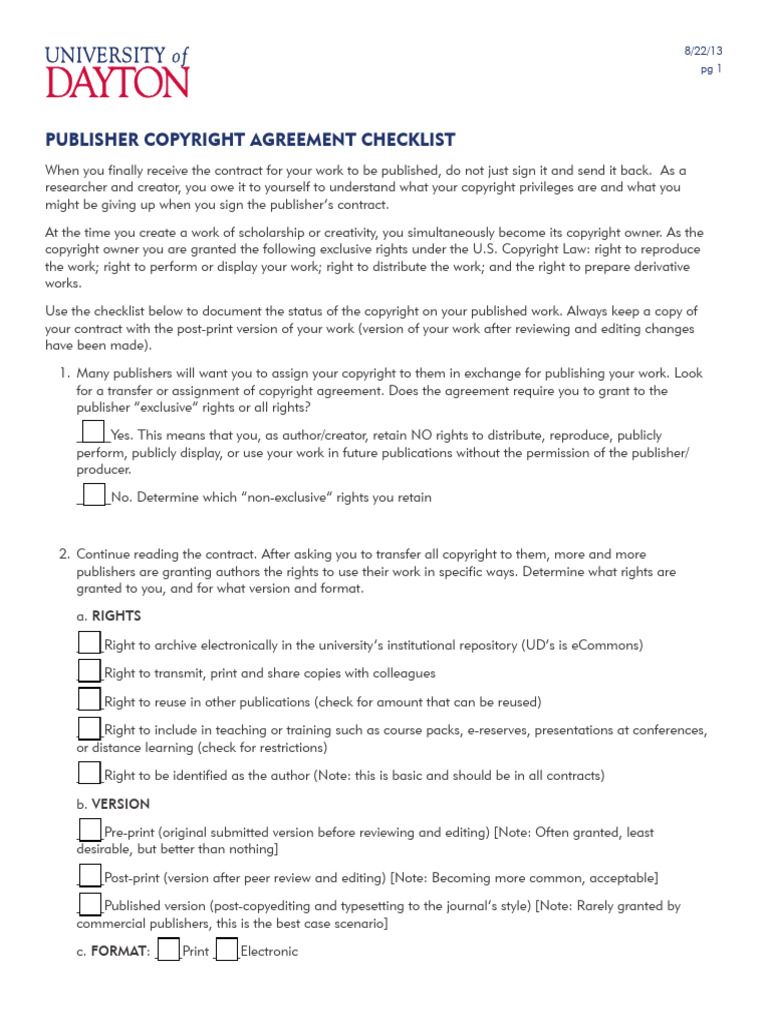 Copyright Checklist | PDF | Copyright | License