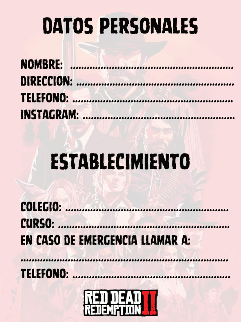 AGENDA ESCOLAR Red Dead Redemption | PDF