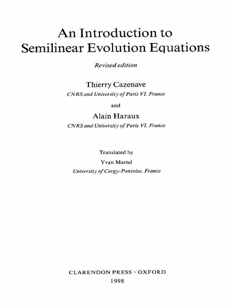 An Introduction To Semilinear Evolution Equations - Cazenave & Haraux | PDF