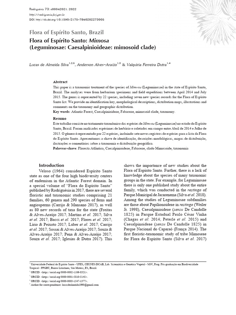 Flora of Espírito Santo: Mimosa (Leguminosae: Caesalpinioideae ...