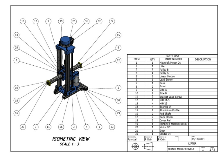 Lifter 2 Axis-Part List | PDF | Manufactured Goods | Mechanical Engineering