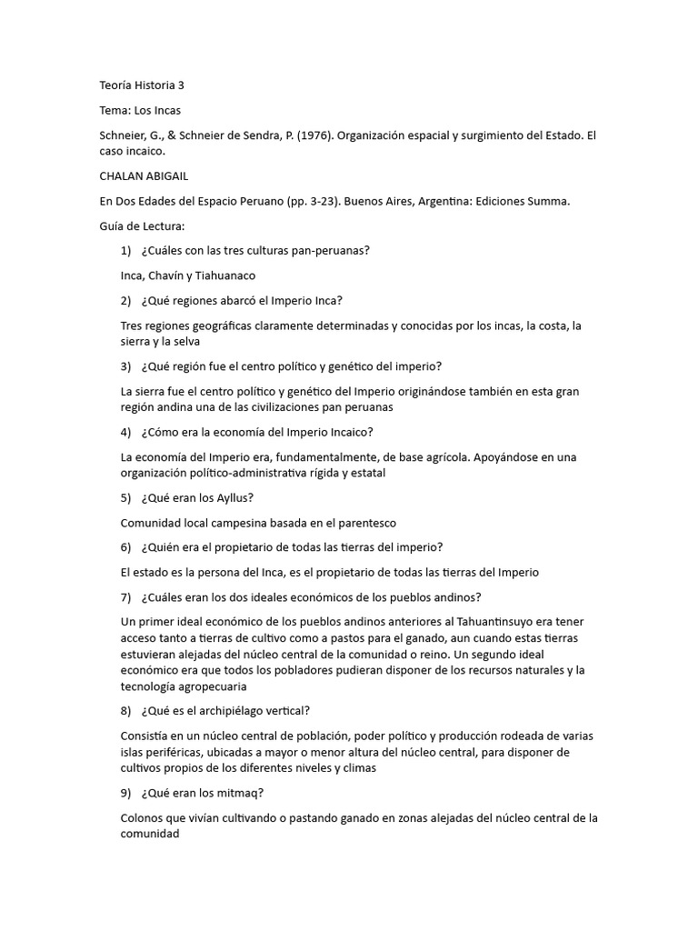 INCAS - Preguntas - Cultura | PDF | Imperio Inca | Andes