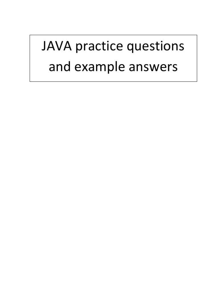 Java Example Questions And Answer Codes Pdf Integer Computer