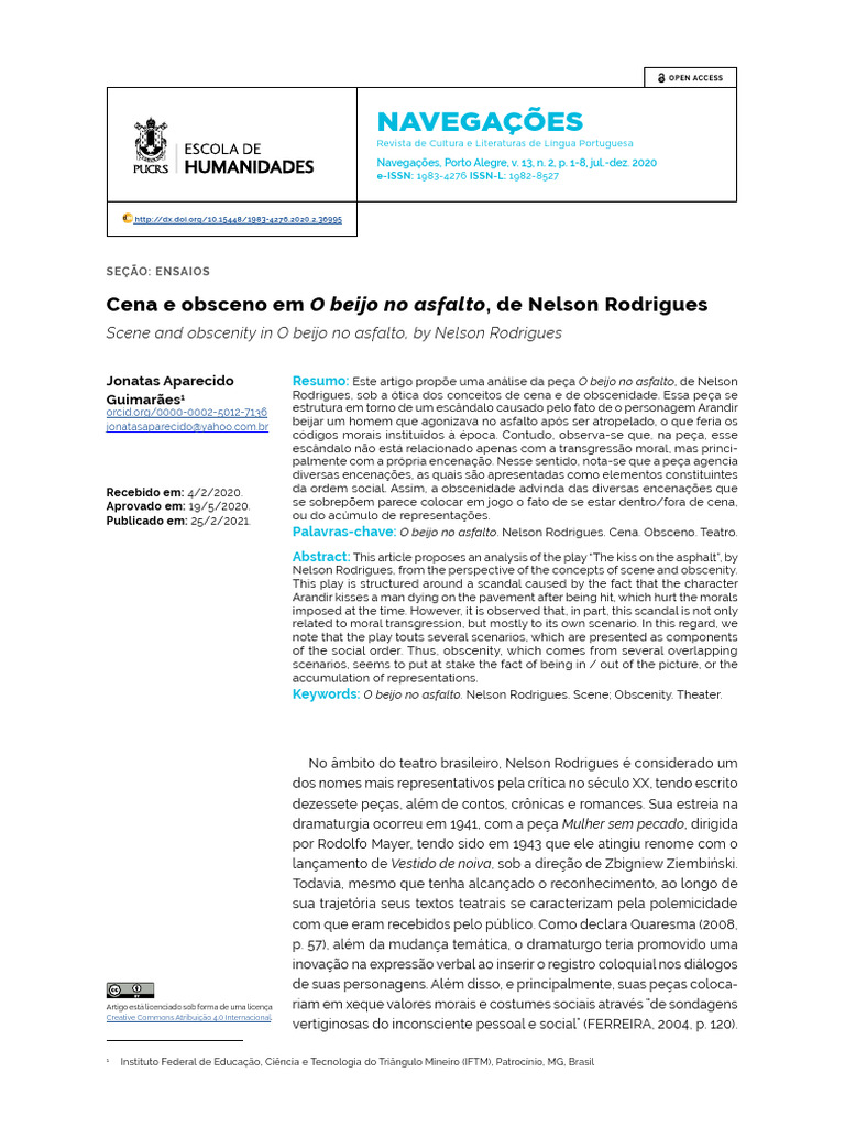 Análise de O beijo no asfalto de Nelson Rodrigues | PDF | Discurso ...