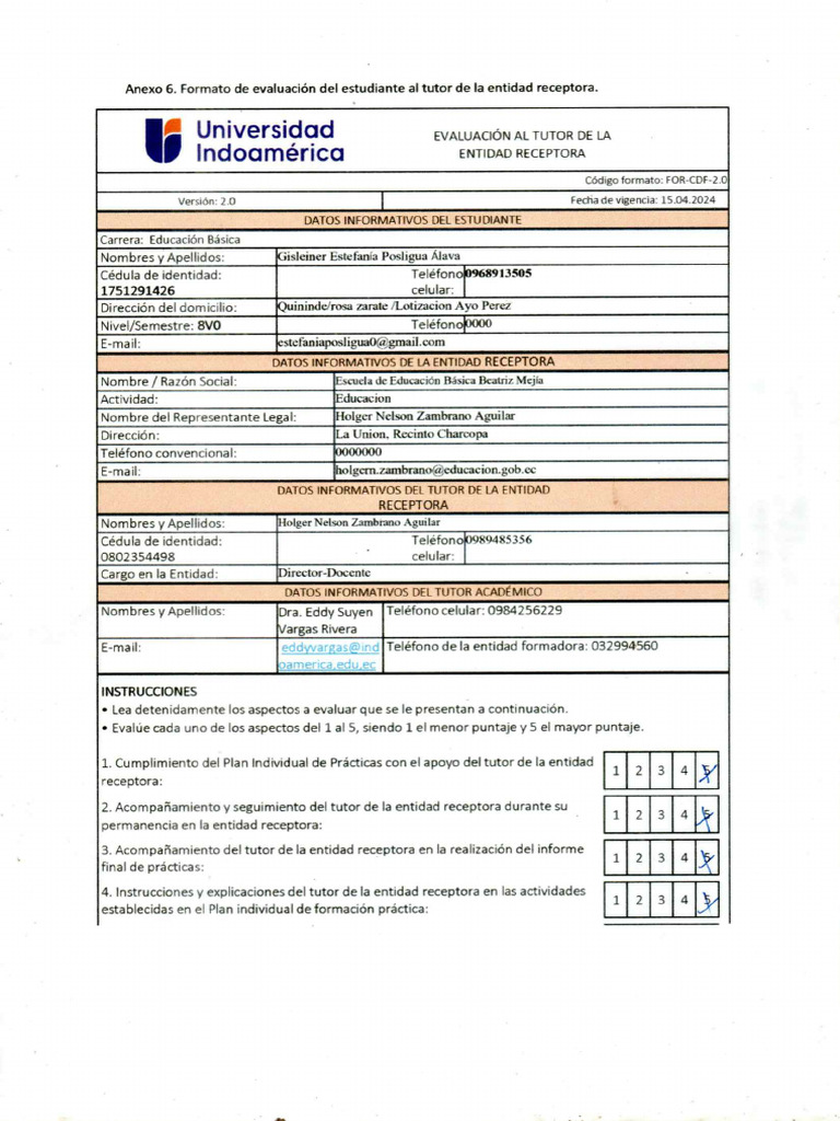 Formato de Evaluacion Del Estudiante Al Tutor 20250105 20160865 | PDF