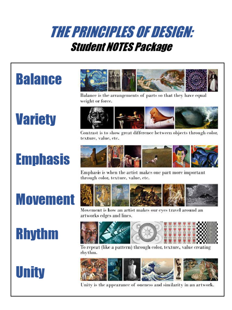 3A. Principles - Student NOTES | PDF | Composition (Visual Arts) | Rhythm