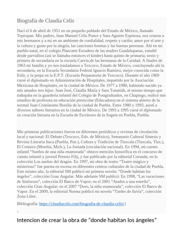 Biografía de Claudia Celis | PDF | México