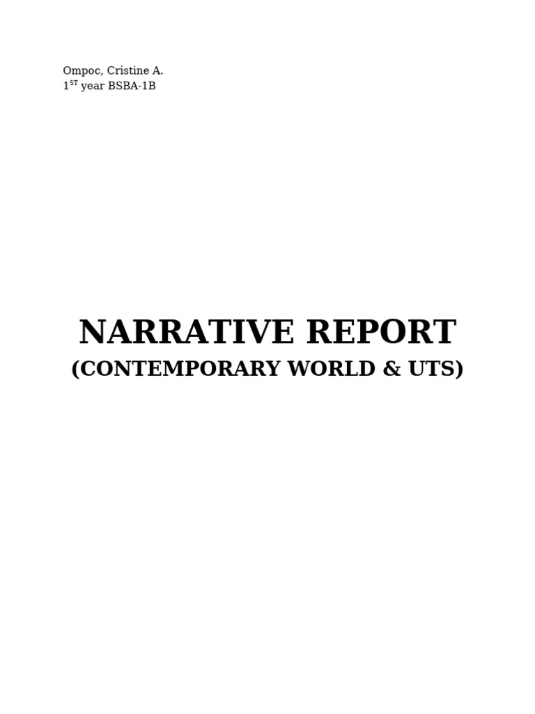 NARRATIVE REPORT | PDF | Bus