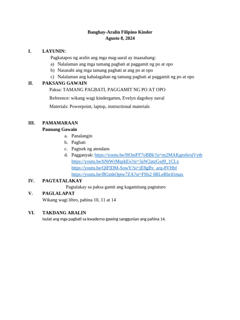 Tamang Pagbati at Paggamit NG Po at Opo | PDF