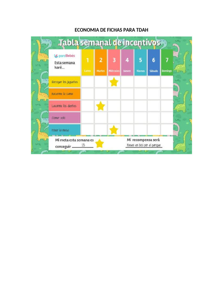 ECONOMIA DE FICHAS PARA TDAH | PDF | Modificación de comportamiento | Conceptos psicologicos