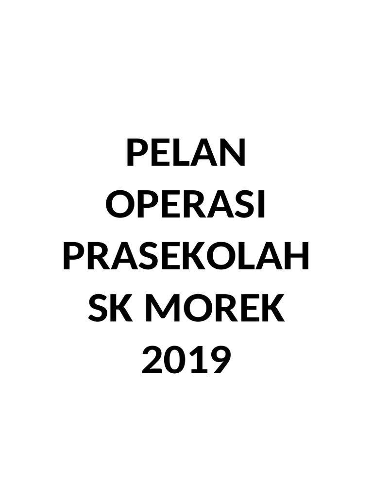 Pelan Operasi Prasekolah 2019 | PDF