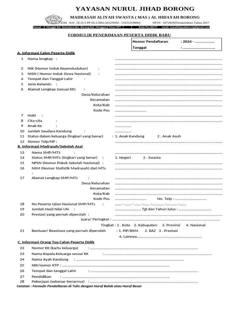 Formulir-PPDB-2019-2022 | PDF