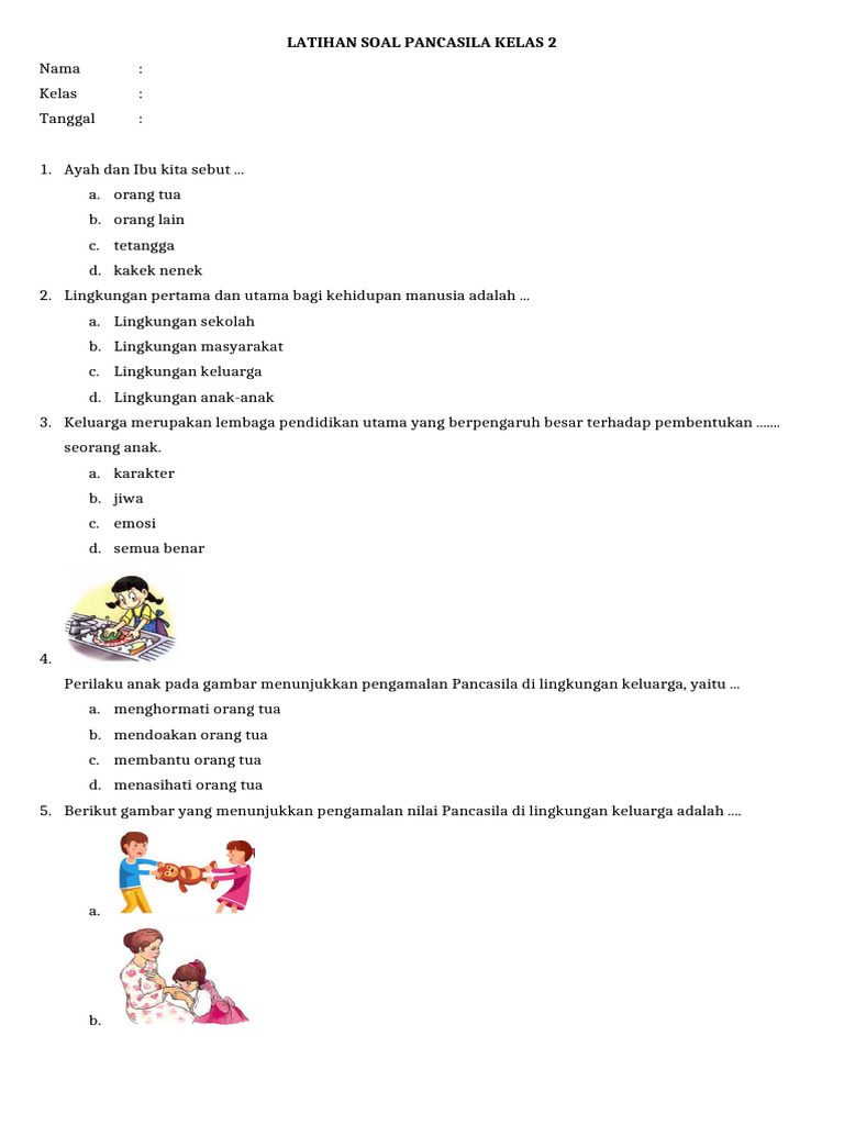 Latihan Soal Pancasila Kelas 2 | PDF