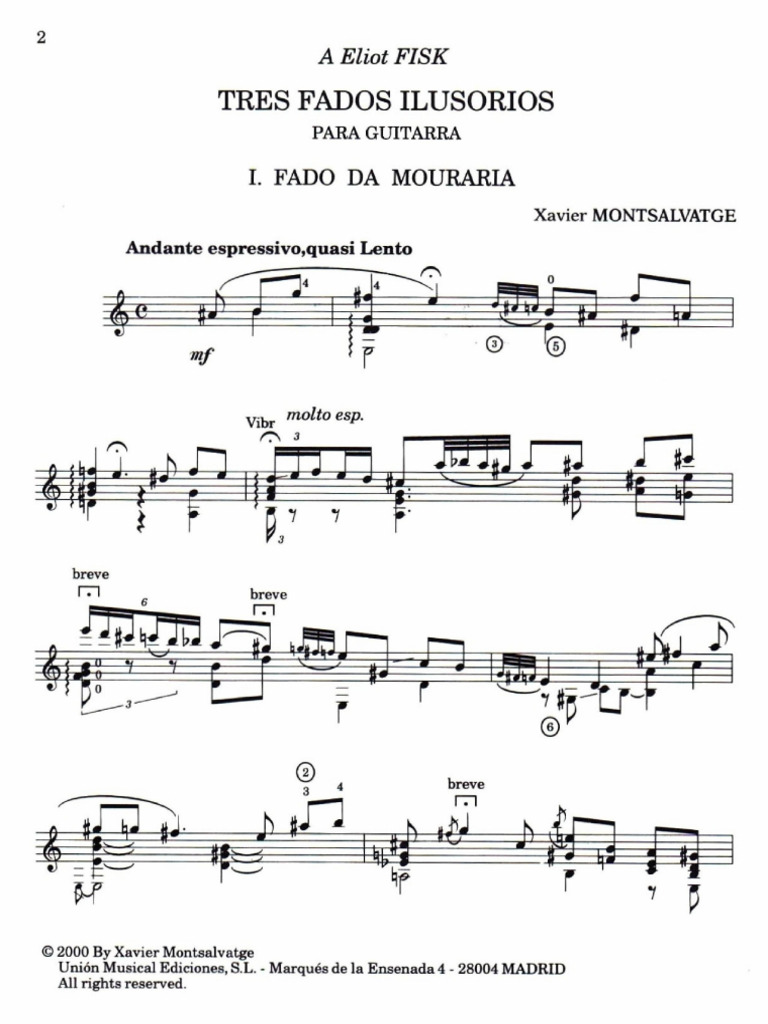 Xavier Montsalvatge - Tres Fados Ilusorios | PDF