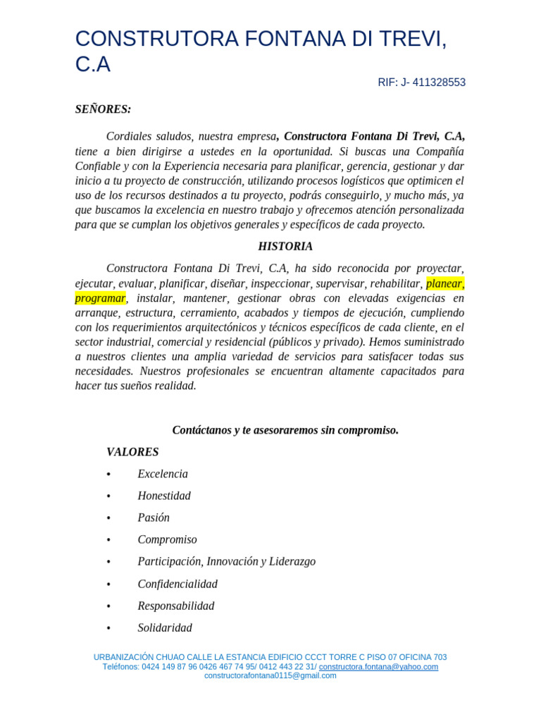 Presentacion de La Constructora | PDF | Ingenieria Eléctrica