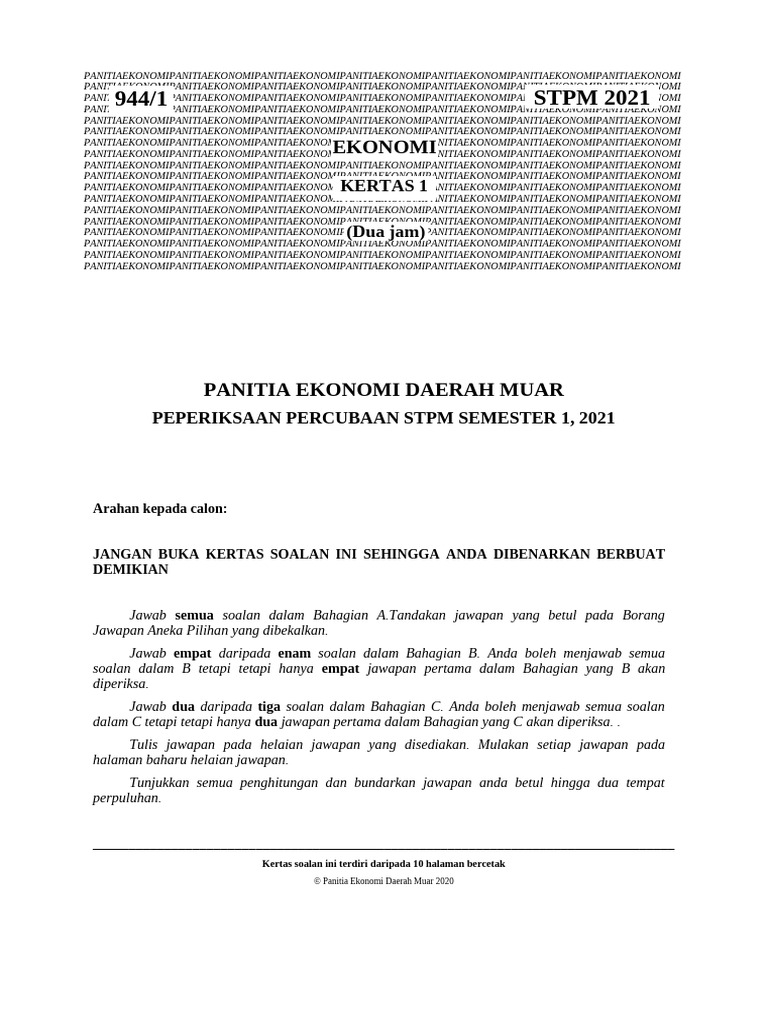 Skema Jawapan Percubaan Sem 1 2021 Muar | PDF