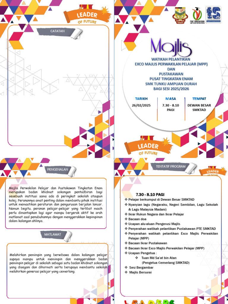 New Buku Program Watikah Pelantikan PSS Dan MPP 2025 | PDF