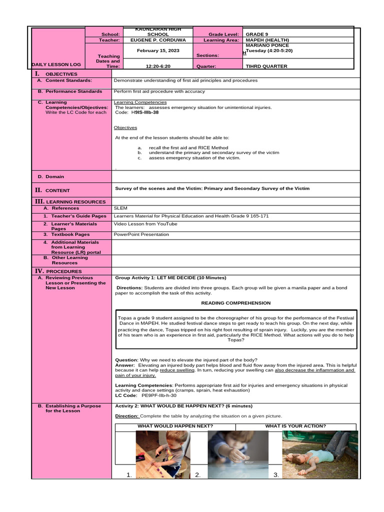 COT1-Primary-Sruvey-of-the-Victim-2022-2023 | PDF | Cardiopulmonary Resuscitation | Circulatory ...
