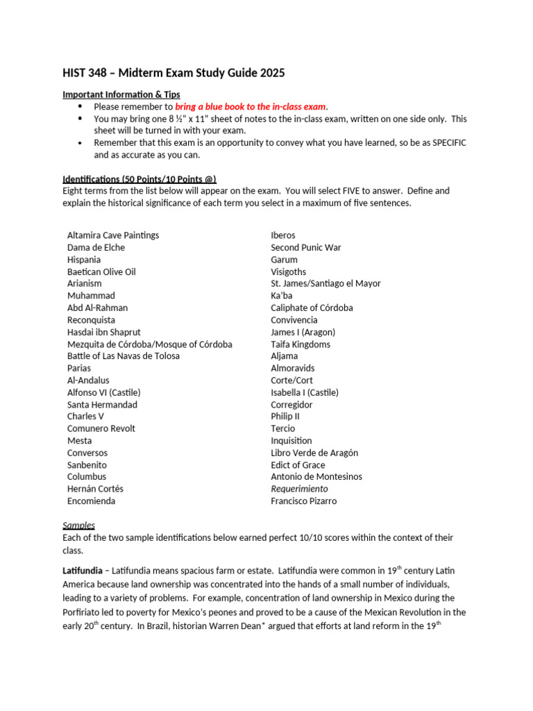 Midterm Exam Guide 2025 | PDF | Spain | Mexico