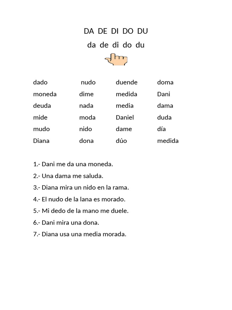 Palabras con "da", "di", "do", "du" | PDF