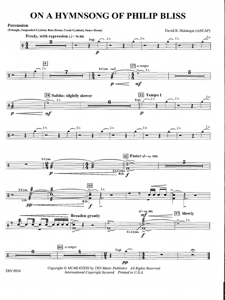22 Percussions On A Hymnsong of Philip Bliss | PDF