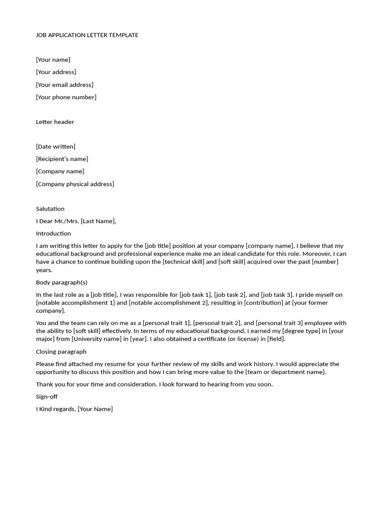 Template Surat Lamaran Kerja Efektif | PDF