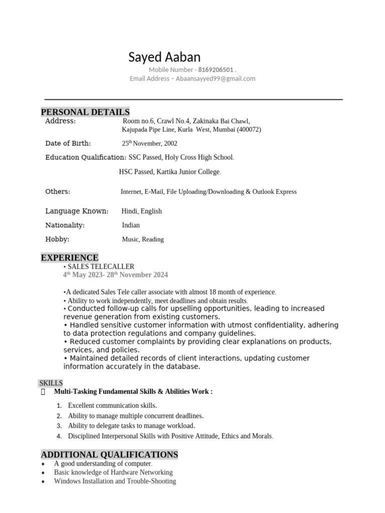 Resume - Sayed Aaban | PDF | Computing | Information Technology Resume - Sayed Aaban | PDF | Computing | Information Technology