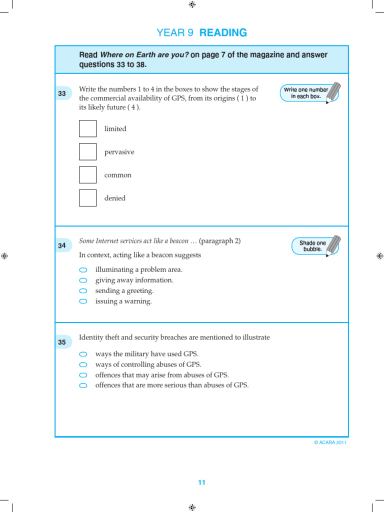 Year 9 Reading Comprehension GPS | PDF