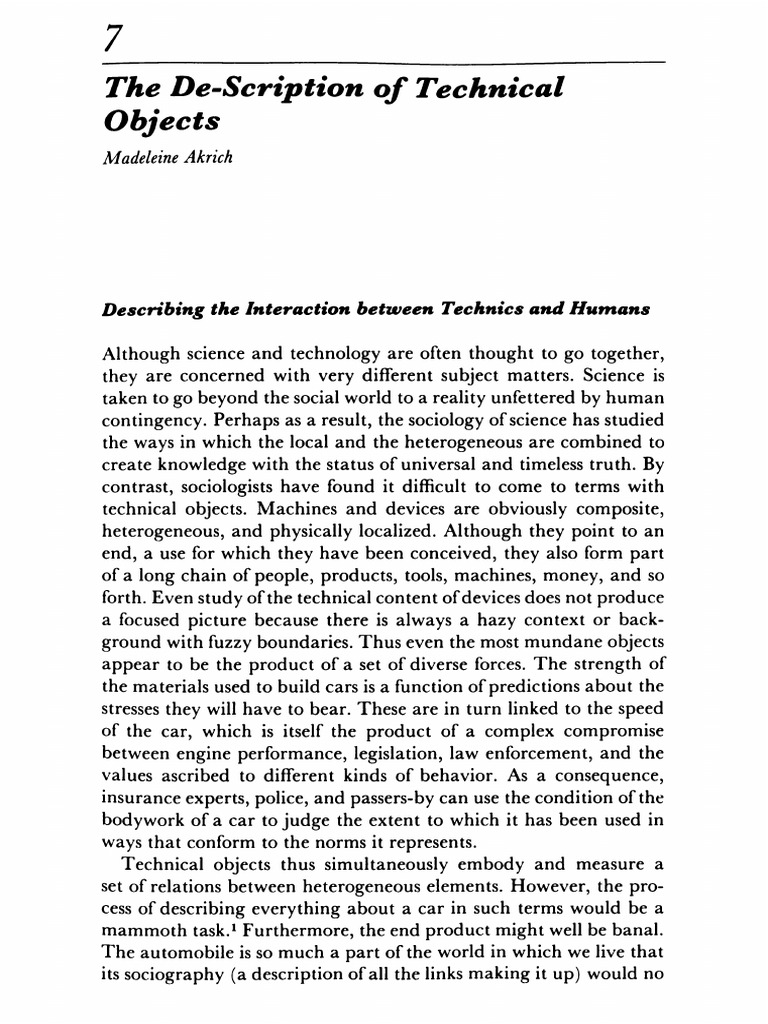 Akrich de Scriptionoftechnicalobjects and Latour ...