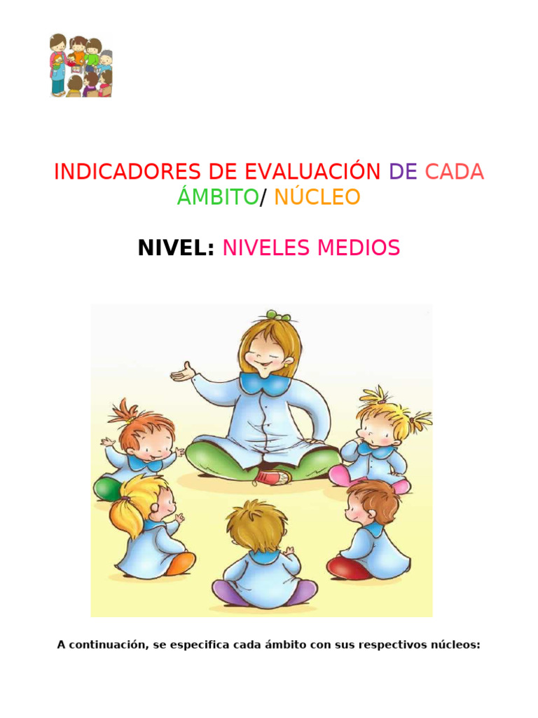 Indicadores de Evaluación de Cada Ámbito y Núcleo 2022 Niveles Medios | PDF | Bailes | Las emociones