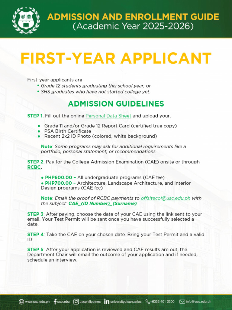 First Year Applicants GUIDELINES | PDF | University And College Admission