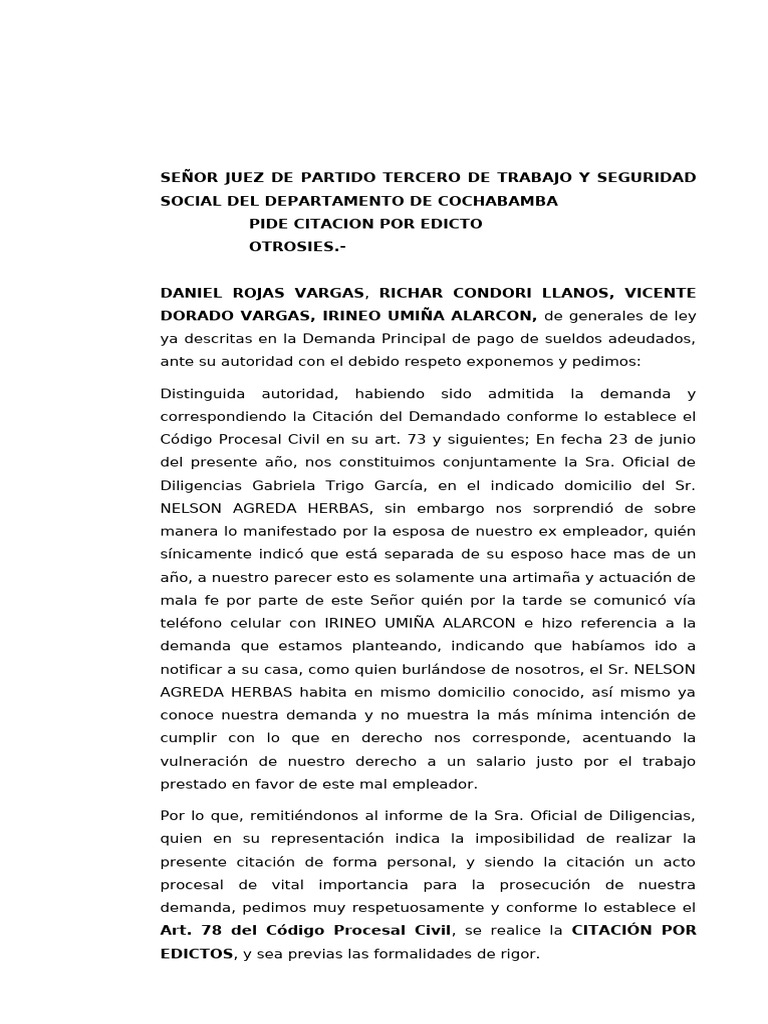 Pide Citacion Por Edicto | PDF