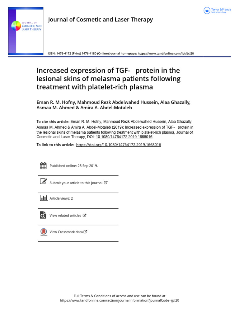 (2019) Increased expression of TGF-β protein in the lesional skins of ...