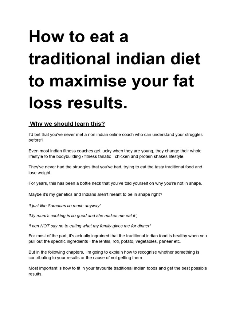 How To Eat A Traditional Indian Diet To Maximise Your Results | PDF ...