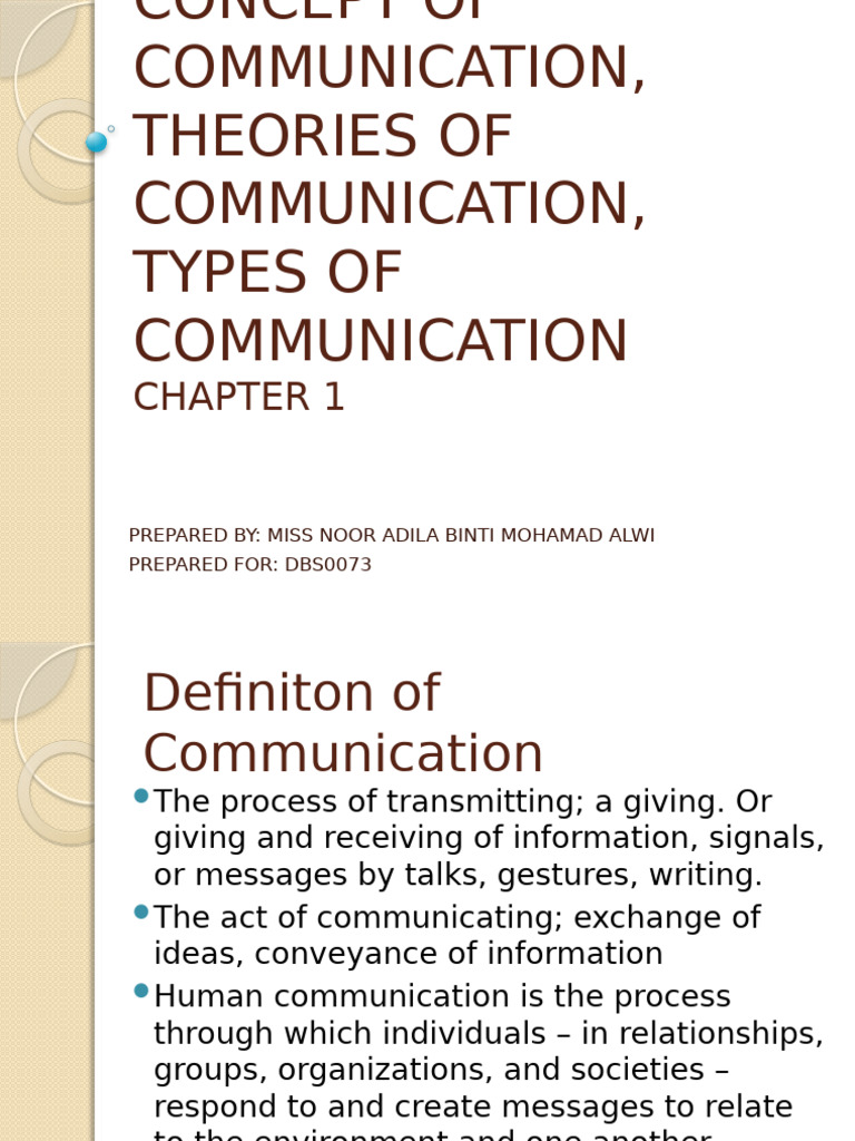 Chapter 1 - Definition of Communication | PDF | Communication | Cognition