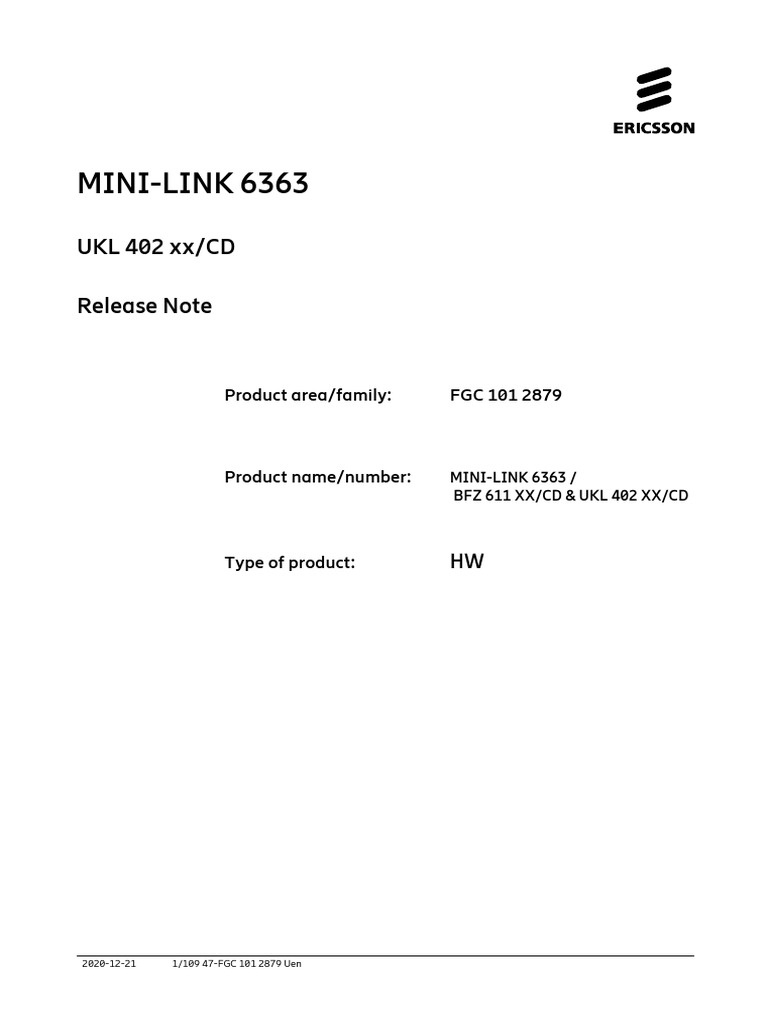MINI-LINK 6363 Release Note 2020 | PDF | Computer Engineering | Electrical Engineering