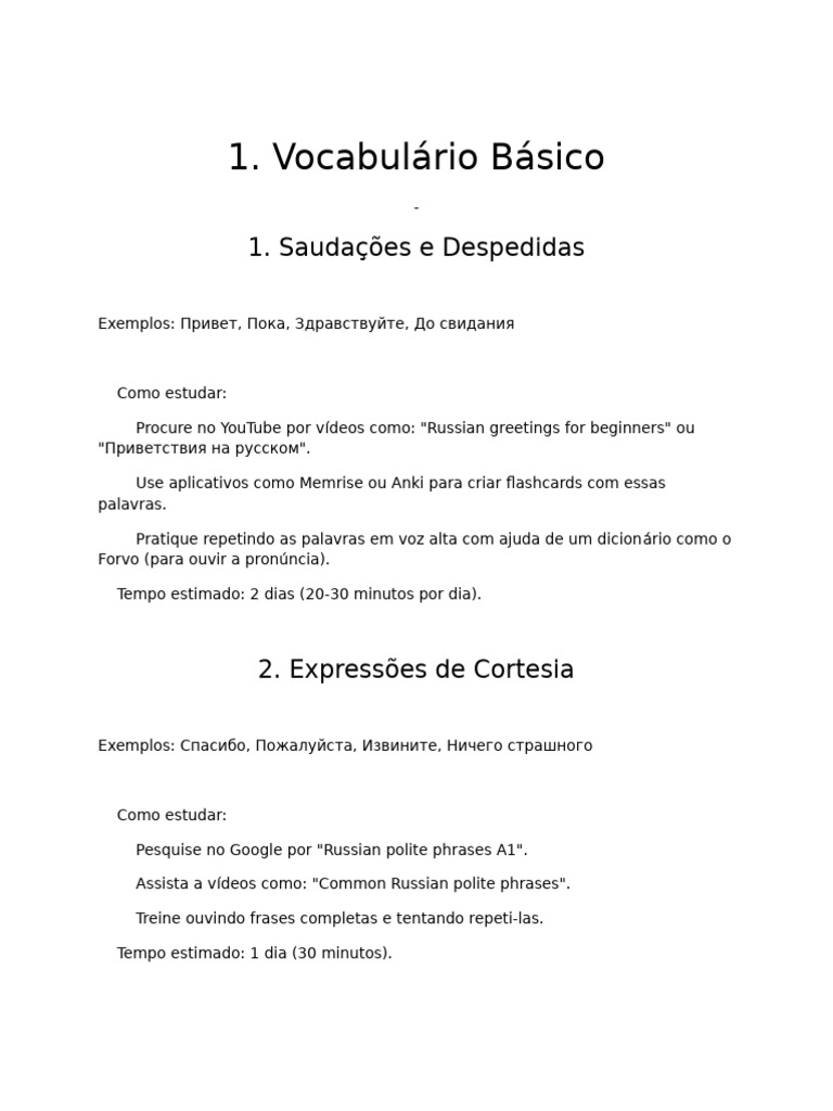 Vocabulário Básico em Russo para Iniciantes | PDF | YouTube