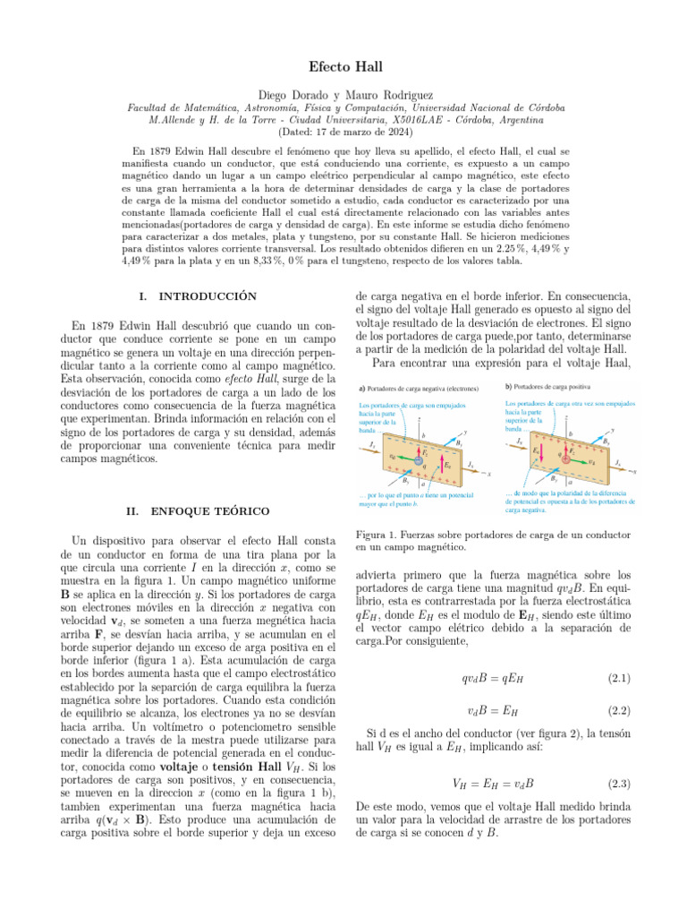 Exp5 Hall Diego | PDF | Corriente eléctrica | Fenomeno fisico