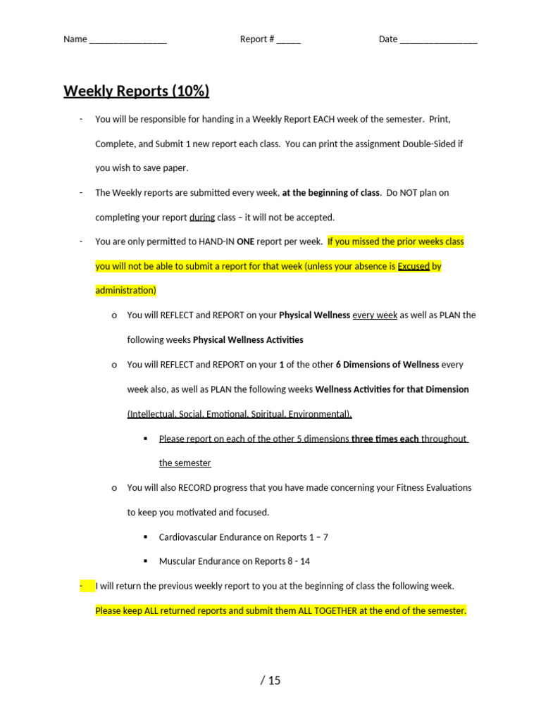 F2023 Weekly Reports UPDATED | PDF | Psychology | Psychological Concepts