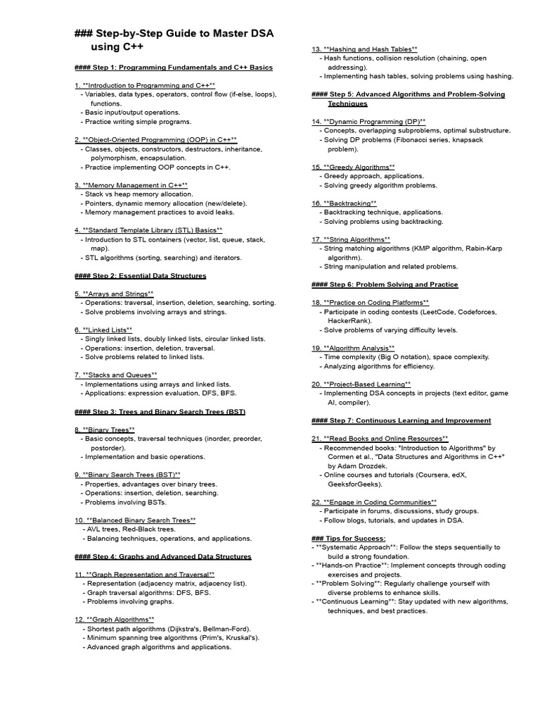 0.0 Step-by-Step Guide To Master DSA Using C++ | PDF | C++ | Applied ...