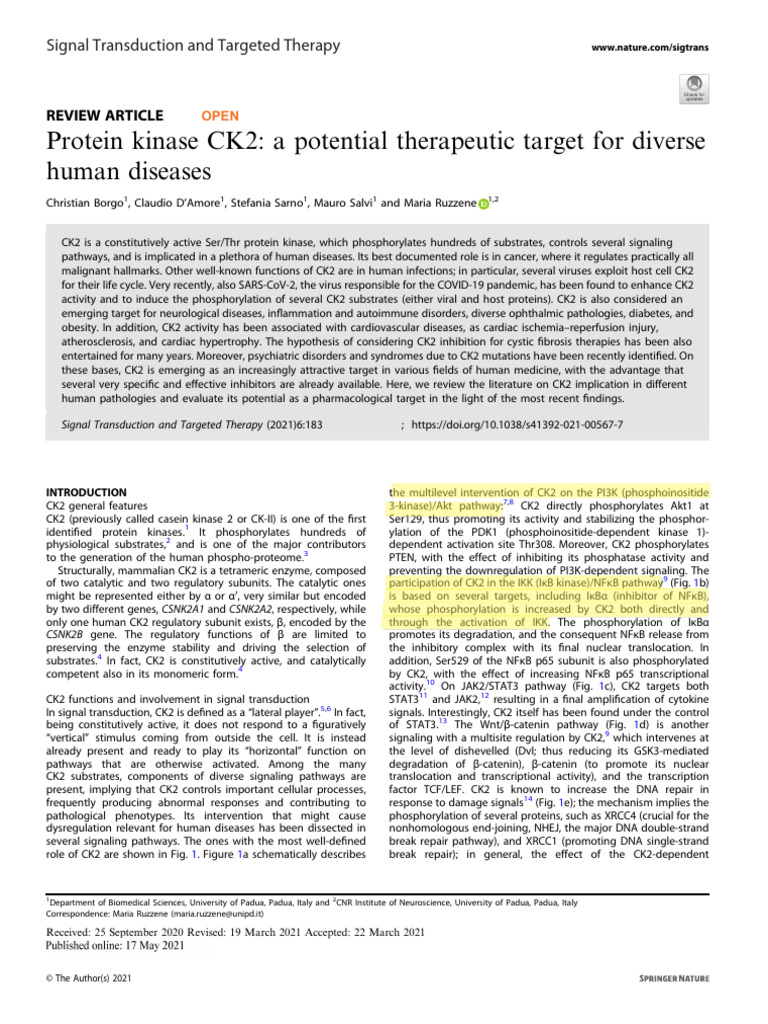 41392_2021_Article_567 (CK2a) (2) | PDF | Apoptosis | Nf κb