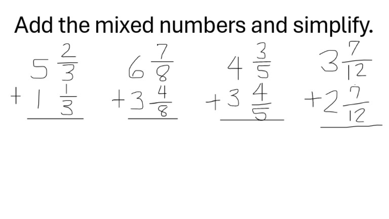 Adding Mixed Numbers Worksheet | PDF