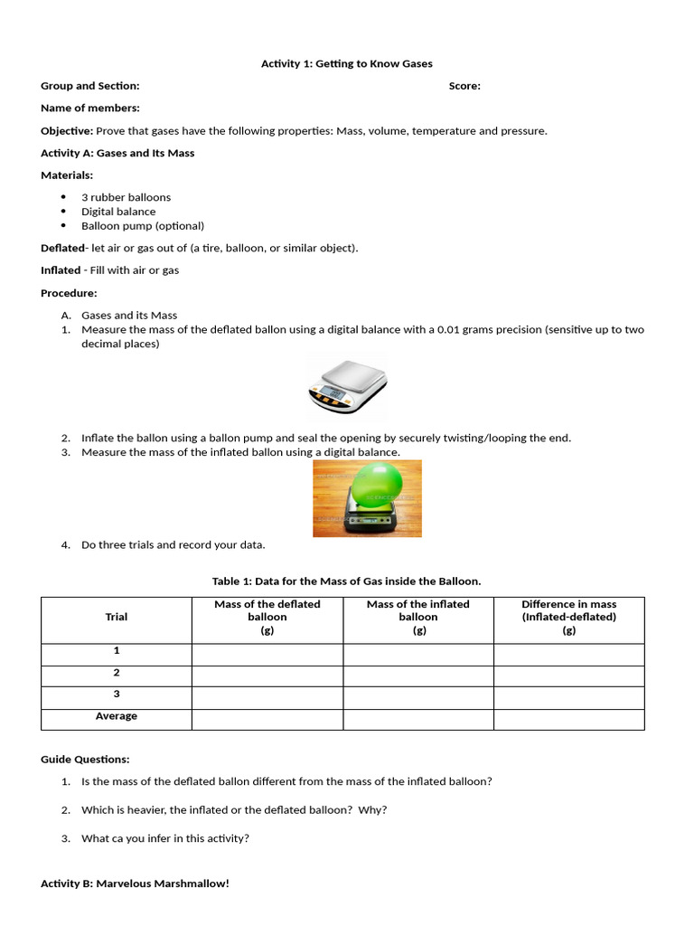 Exploring Gas Properties with Balloons | PDF | Balloon | Gases