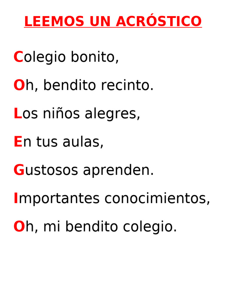 Acróstico sobre el colegio | PDF